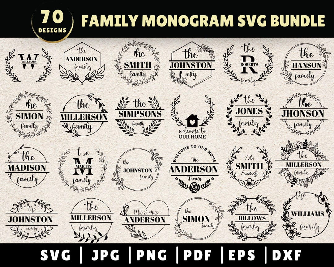 Family Name Monogram SVG Bundle, Monogram SVG, Split Monogram SVG ...