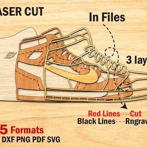 Sneaker Laser Cut File Shoe SVG File 3D Multilayer Cutting Files ...