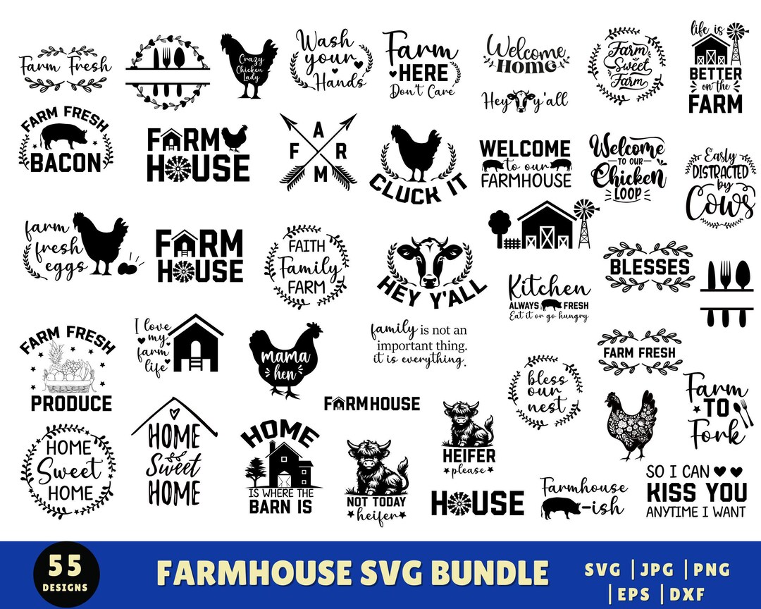 Farmhouse SVG Bundle, Farm Svg Files, Home Sweet Home Svg, Farm Sayings ...