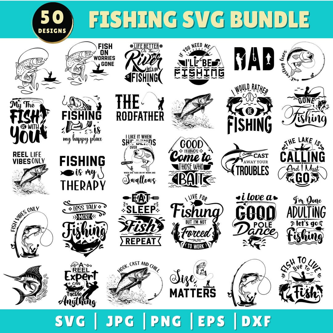 Fishing SVG Bundle, Fishing Cut File Cricut, Fishing Decal, Fishing Rod ...