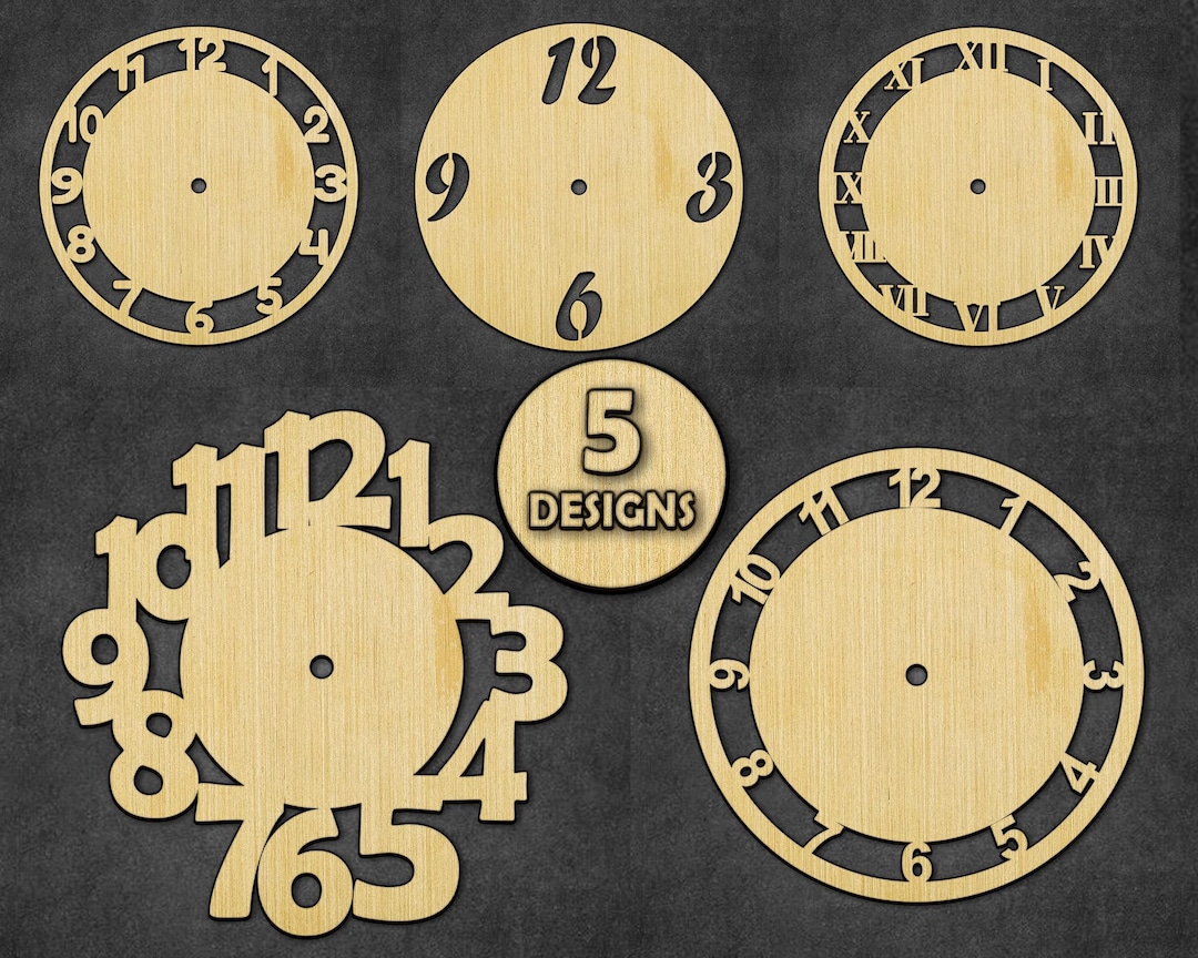 Wooden Wall Clock Numbers Bundle Laser Cut SVG File, Decorative Wall ...