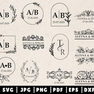 Family Name SVG, Cutting Board SVG, Wedding Monogram SVG, Personalized ...