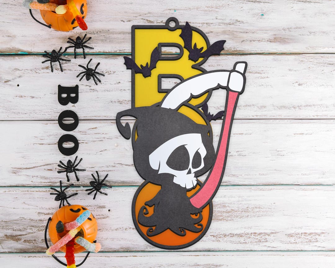 Cute Boo Door Hanger, SVG Laser Cut Files, Ghost Door Hanger, Halloween ...