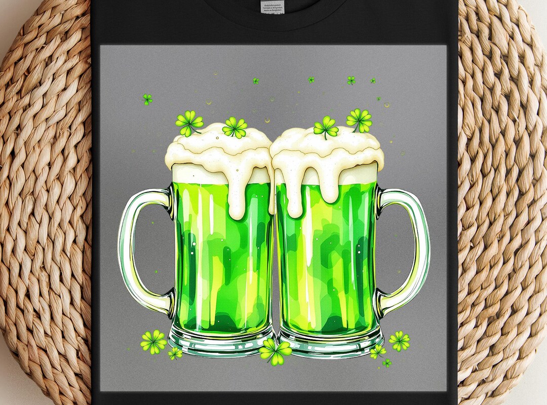 St Patrick’s Day Beer DTF Transfer, Irish Green Beer Art, Lucky Clover ...