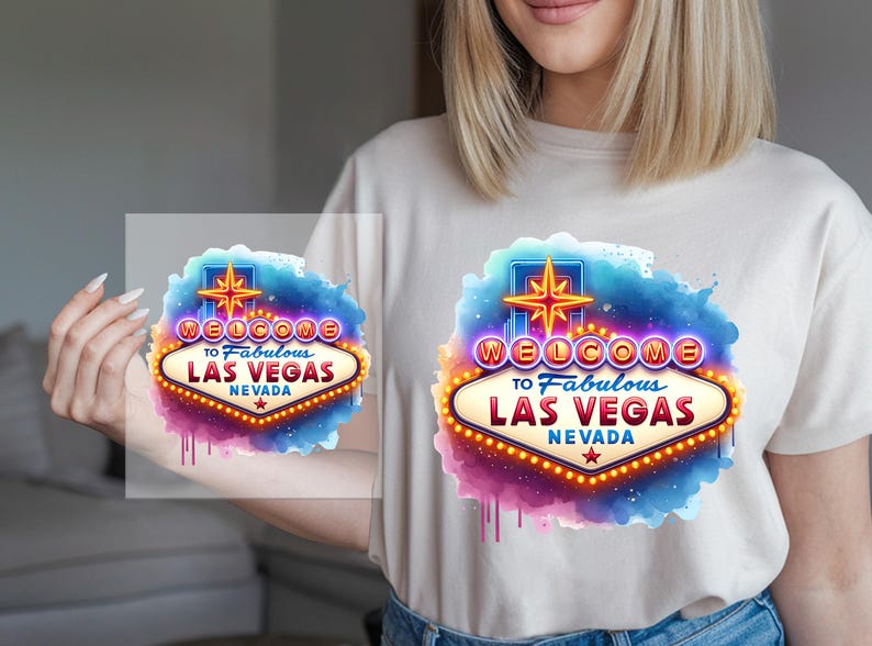 Las Vegas Sign DTF Transfer: Retro Neon Print for DIY Shirts - Etsy