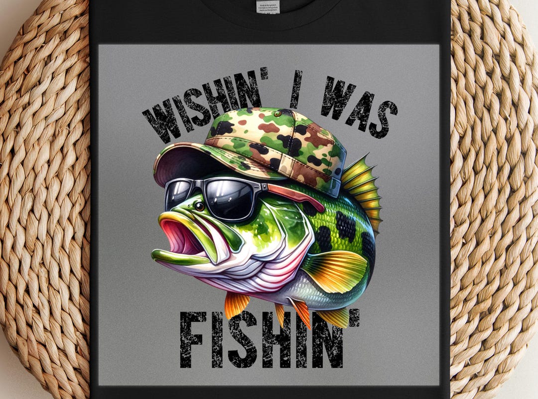 Funny Bass Fish Art DTF Transfer: Camo Angler Iron-on - Etsy