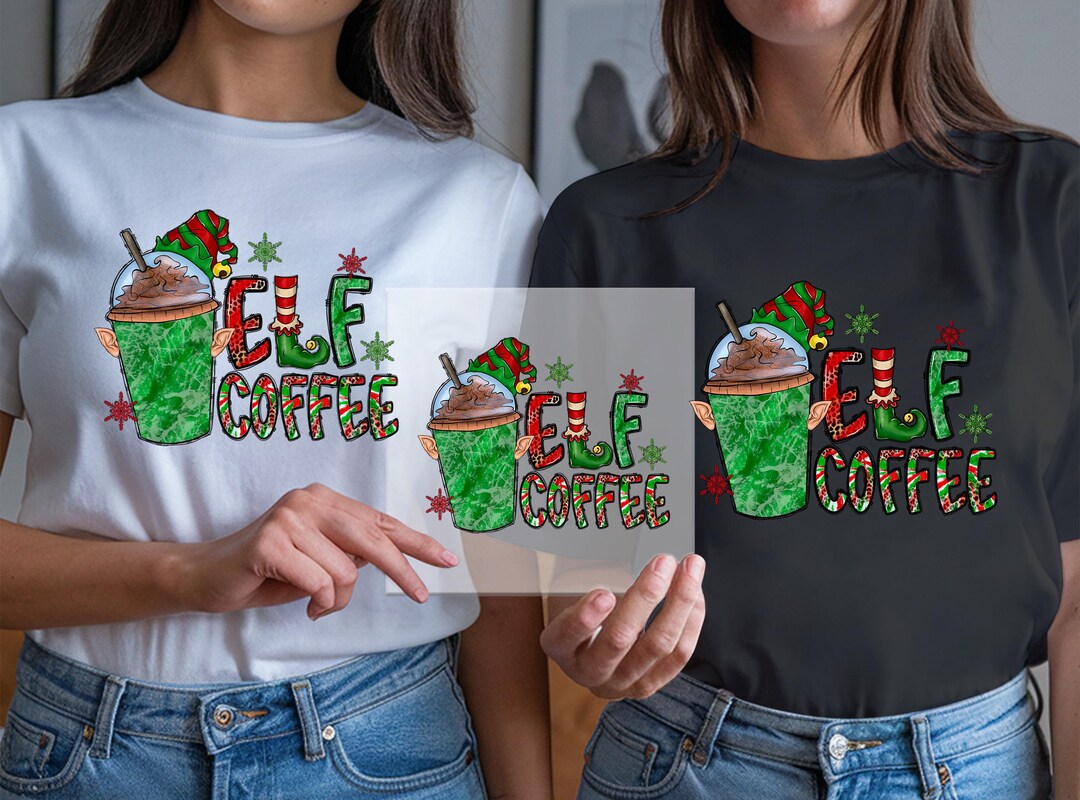 Elf Coffee DTF Transfer, Fun Christmas Drink Design, Ready to Press for ...