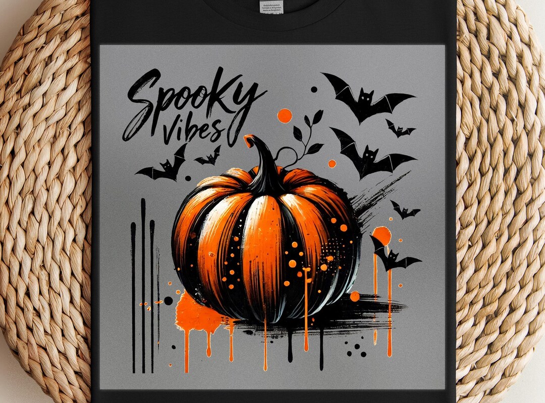 Pumpkin Drip DTF Transfer: Halloween Bats & Ink Splatter, Spooky Fall ...