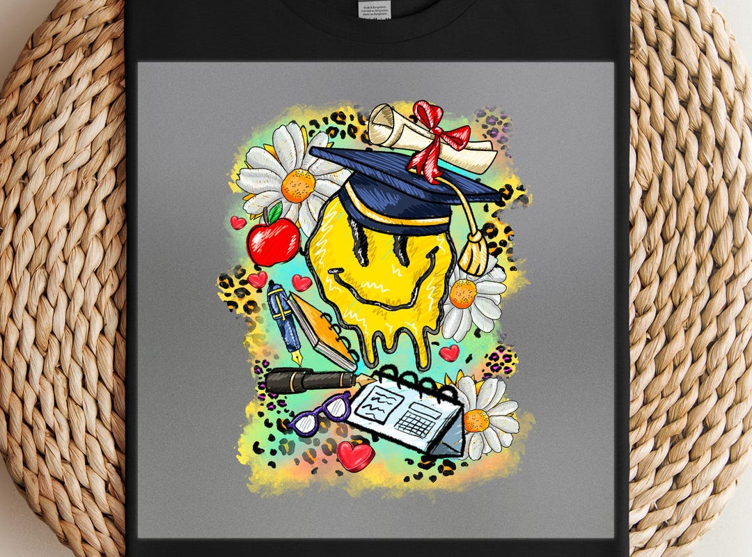 Graduation Smiley DTF Transfer, Fun Senior School, Ready to Press Iron ...