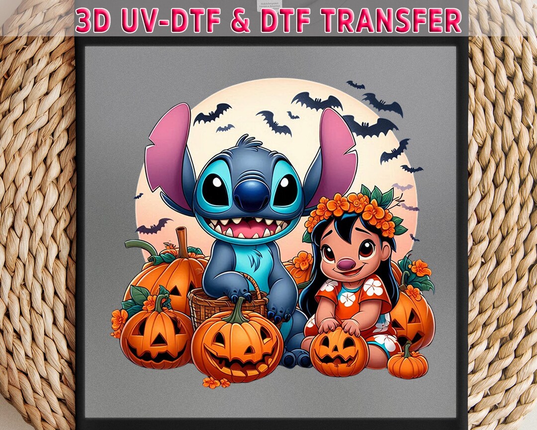 Lilo and Stitch Halloween DTF Transfer and UV DTF, Cute Friends With ...
