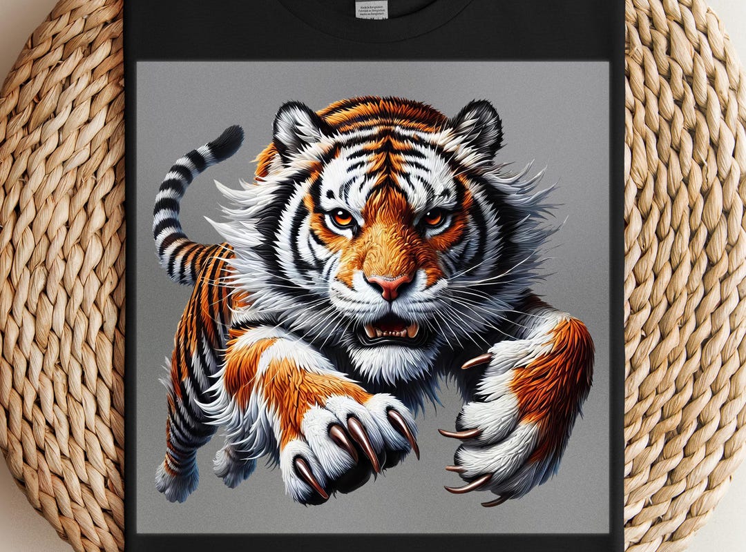 Fierce Tiger DTF Transfer, Bold Wildlife Design, Ready to Press DIY ...