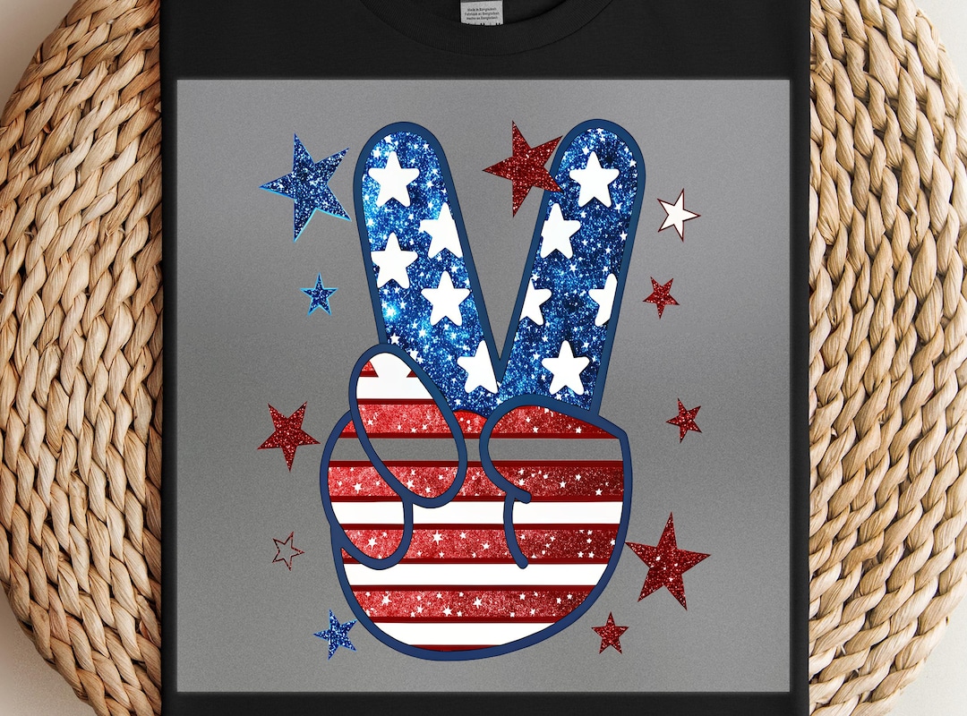 USA Flag Peace Sign DTF Transfer: 4th of July Shirt Decal - Etsy