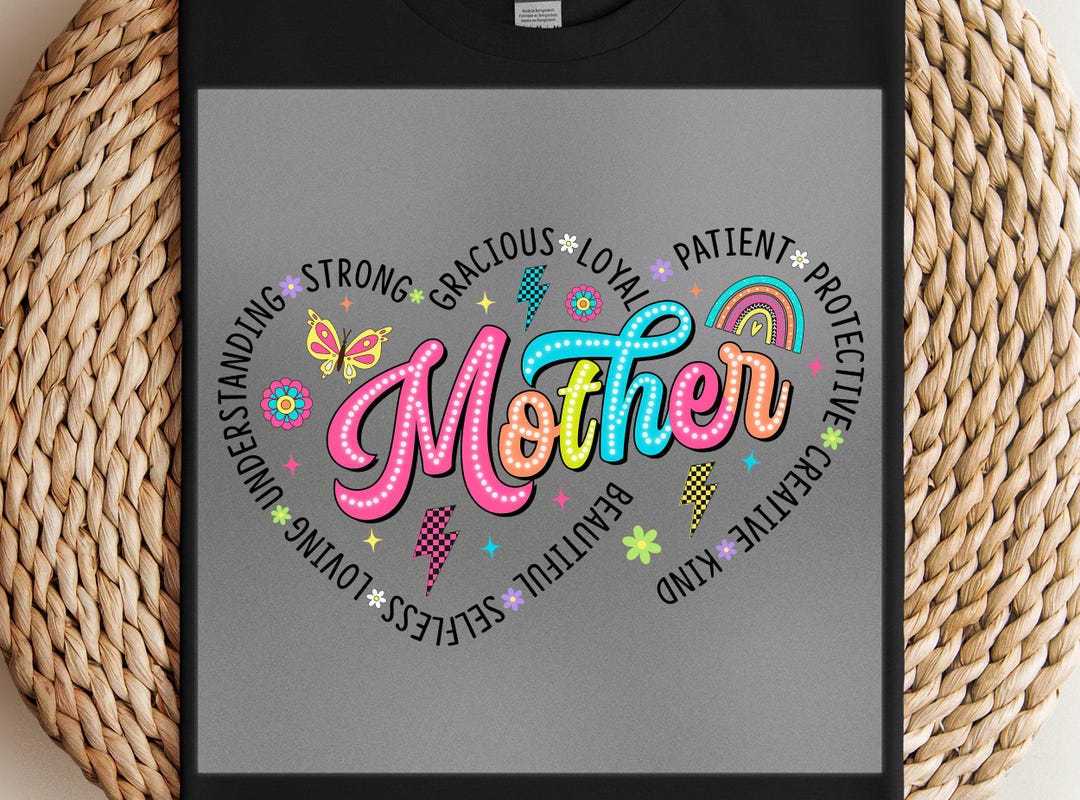 Neon Mother DTF Transfer: Colorful Light Sign Style, Ready to Press - Etsy