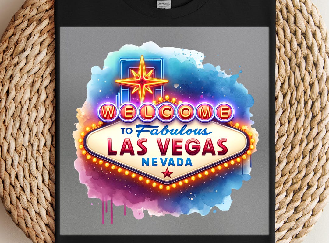 Las Vegas Sign DTF Transfer, Colorful Retro Welcome Design, Ready to ...