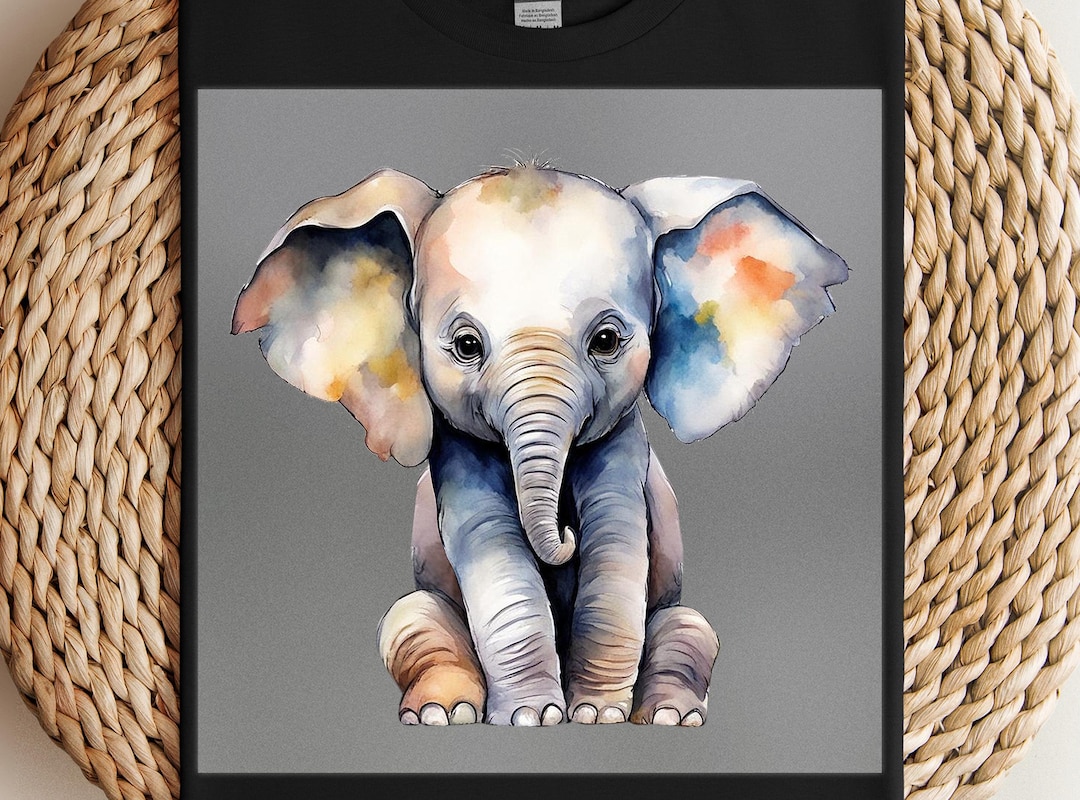 Baby Elephant DTF Transfer, Watercolor Safari Animal, DIY Iron On ...