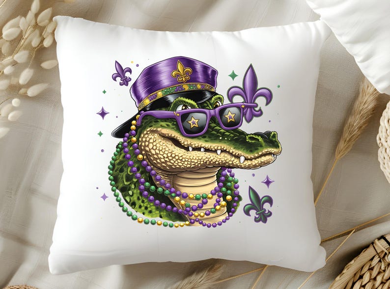 Gator Mardi Gras DTF Transfer, Cajun Shirt Print - Etsy