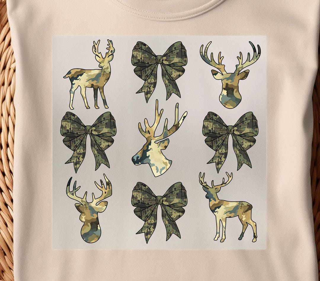 Hunting-themed Camo Deer DTF Transfer, Easy Iron-on for Outdoor ...