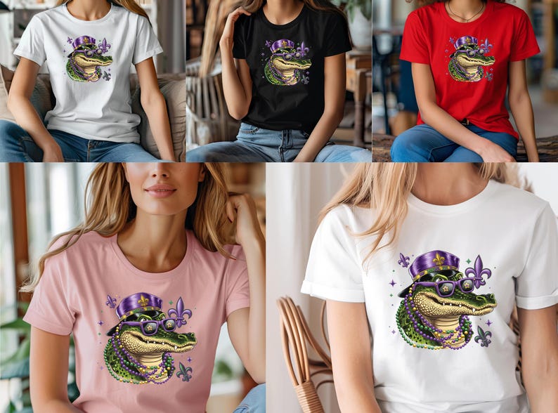 Gator Mardi Gras DTF Transfer, Cajun Shirt Print - Etsy