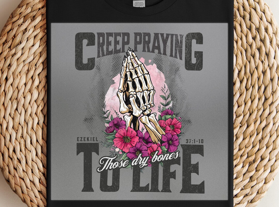Creepy Prayer DTF Transfer: Gothic Skeleton Hands With Flowers - Etsy