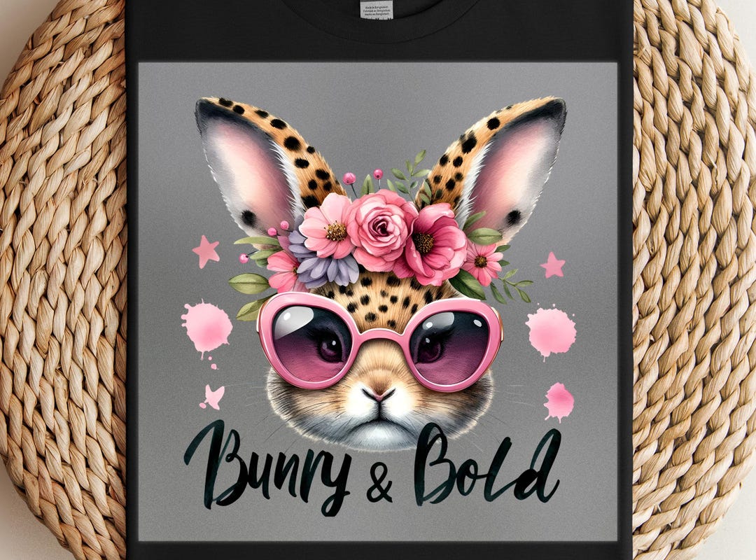 Floral Bunny DTF Transfer, Leopard Print Rabbit, Ready to Press Iron-on ...