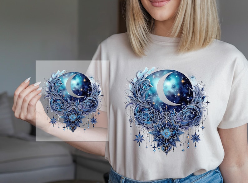 Celestial Moon DTF Transfer: Starry Night Iron-on Design - Etsy