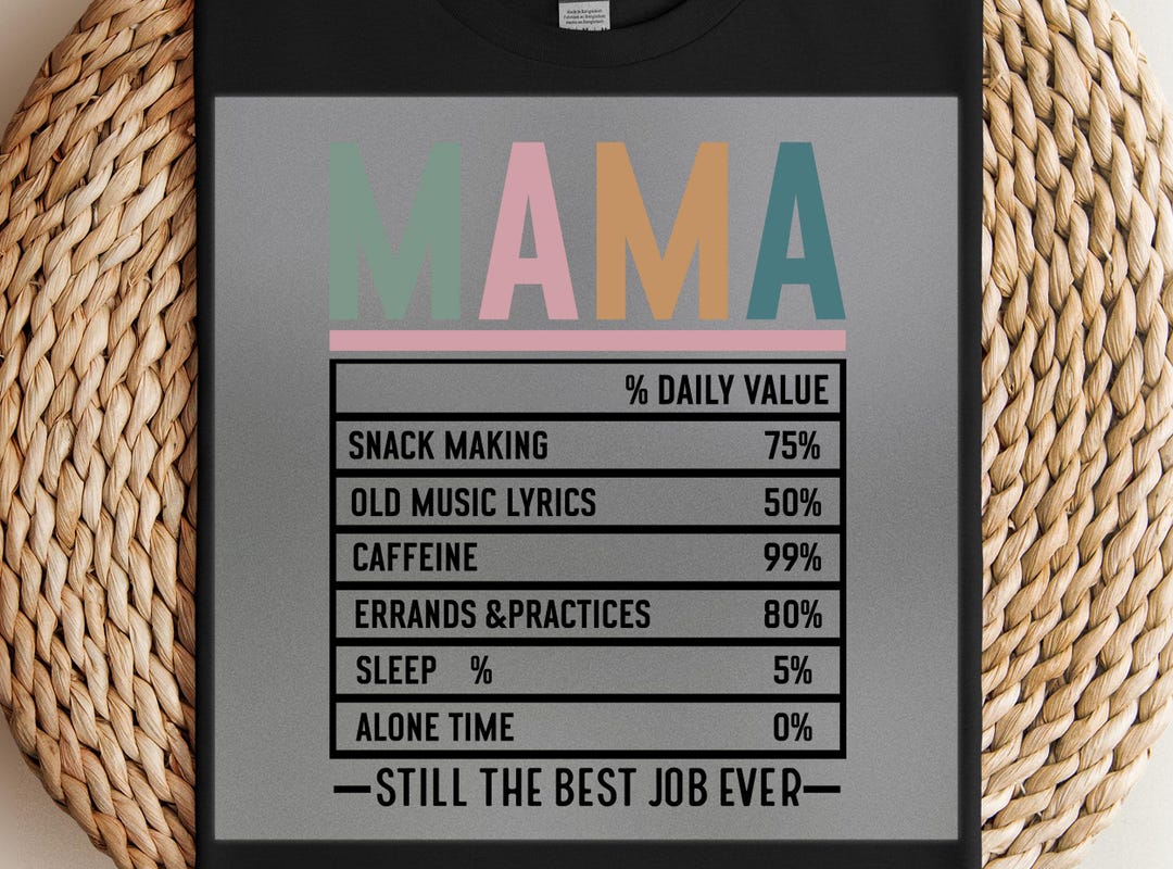 MAMA Nutrition Facts DTF Transfer: Retro Bold Font, Trendy Mom Life - Etsy