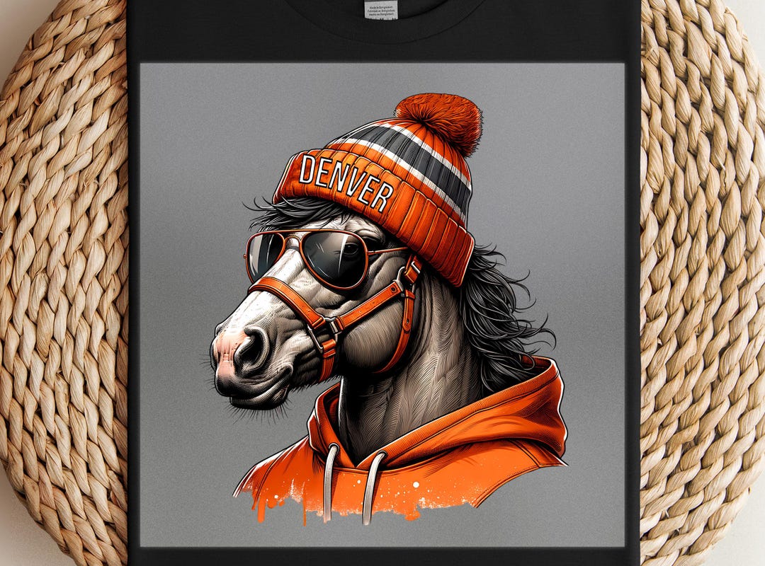 Denver Mascot Horse DTF Transfer, Stylish Sports Fan Design, Ready to ...