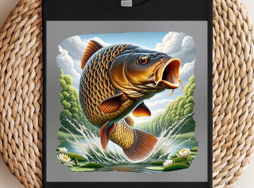 Carp Fishing DTF Transfer: Jumping Fish Art (ready to Press) - Etsy