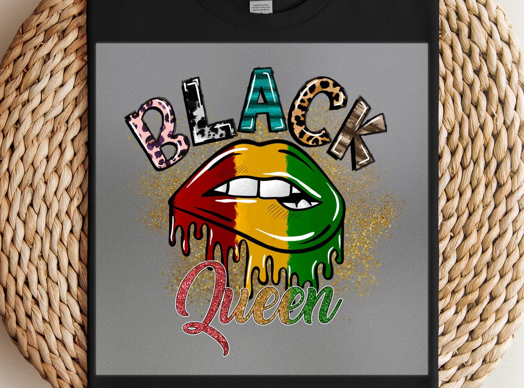 Black Queen DTF Transfer, Melanin Power Lips Art, African Heritage ...