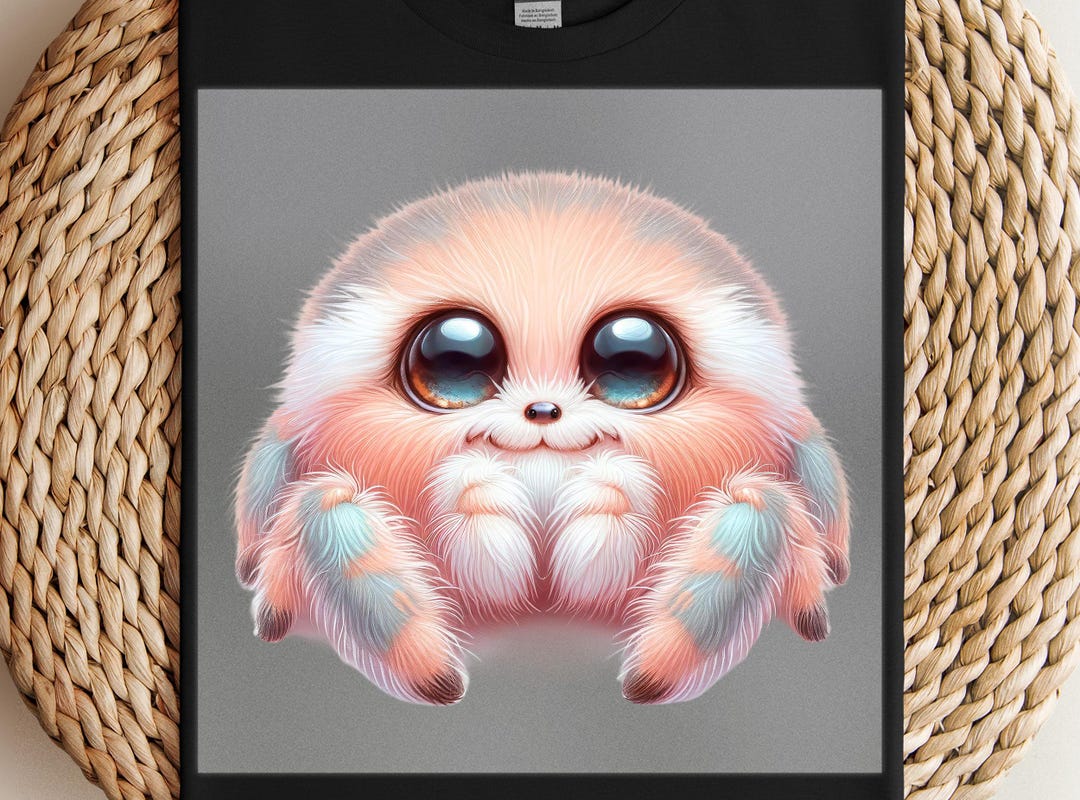 Fluffy Spider DTF Transfer, Cute and Adorable Design, Ready to Press ...