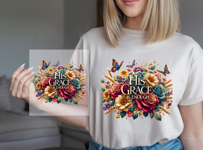 Faith DTF Transfer: Bible Verse Roses Butterflies Shirt Design - Etsy