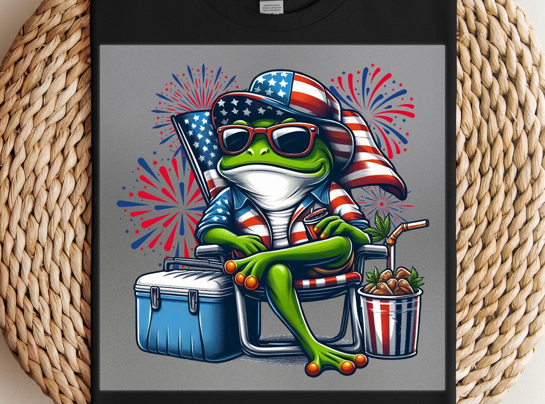 Patriotic Frog DTF Transfer: USA Flag, July 4th Shirt Design - Etsy