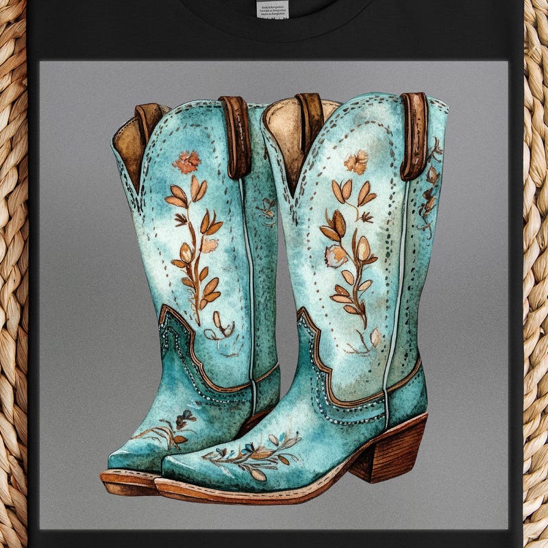 Turquoise Cowboy Boots - Etsy