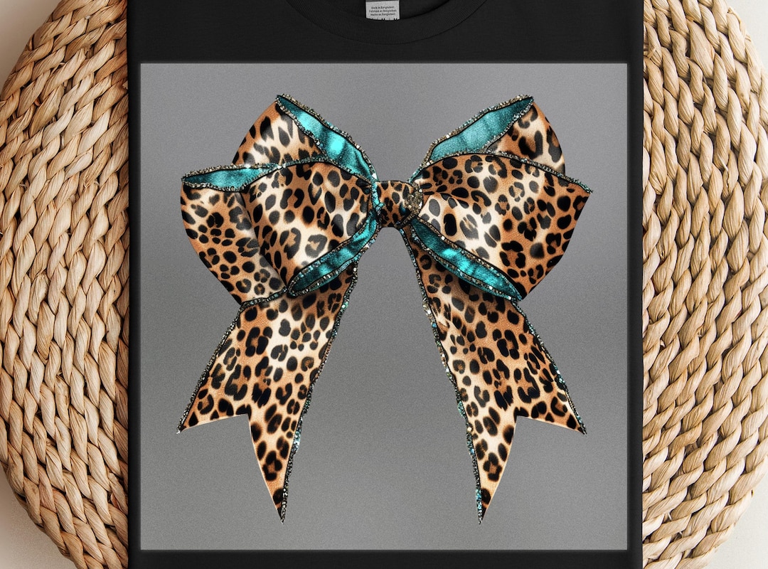 Leopard Print Bow DTF Transfer: Turquoise Western Apparel - Etsy