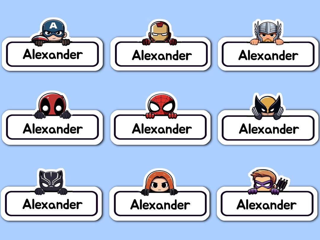 Custom Superhero Name Labels: Waterproof Kids Stickers (18 Pck) - Etsy ...