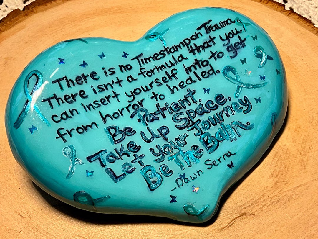 Teal PTSD Awareness Heart Sculpture: Trauma Support Gift - Etsy