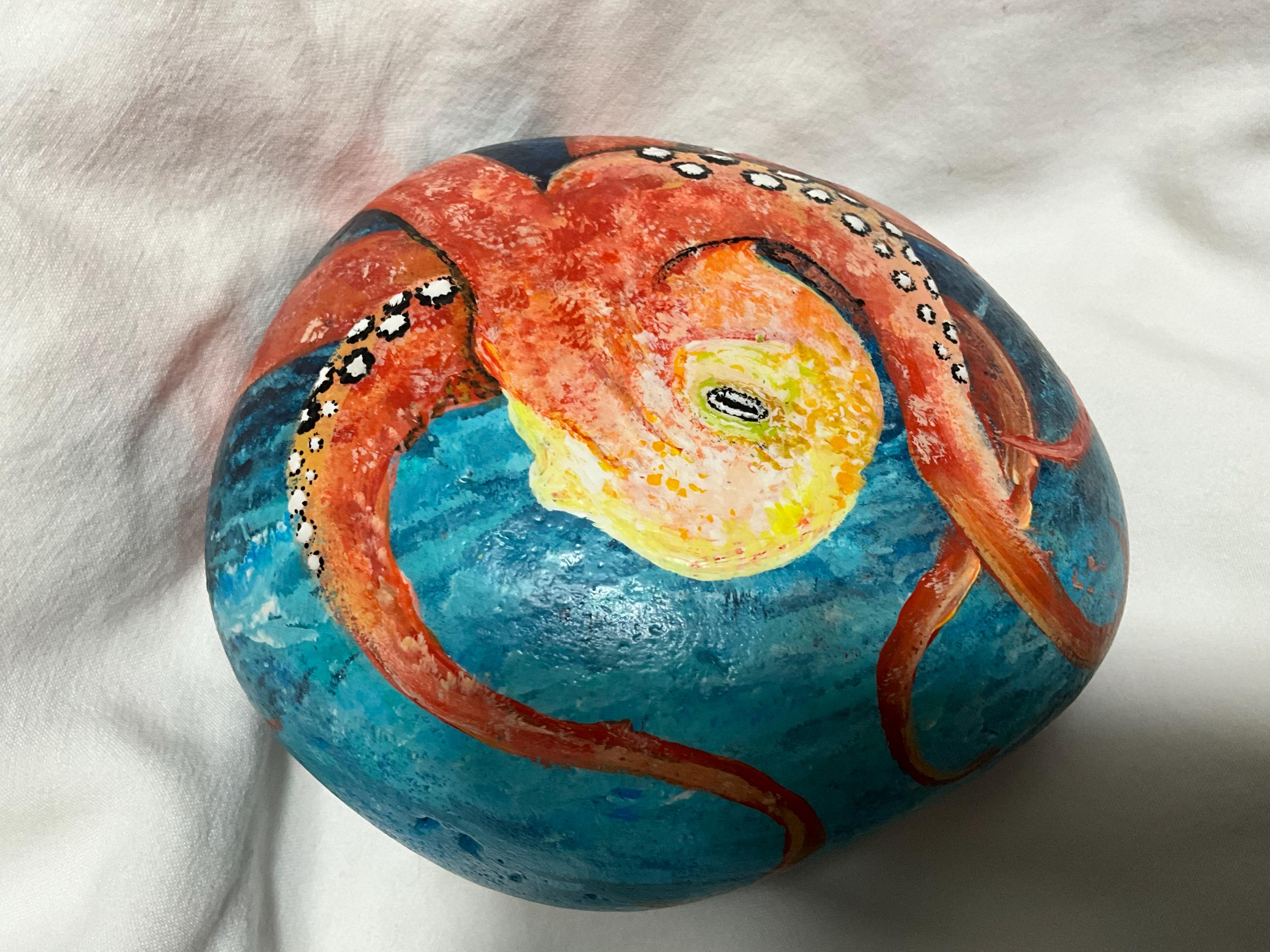 Colorful Octopus Hand Painted on A Smooth Sea Stone Ocean Sea Life Rock ...