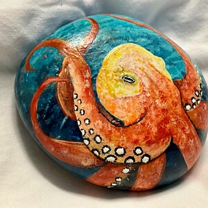 Colorful Octopus Hand Painted on A Smooth Sea Stone Ocean Sea Life Rock ...