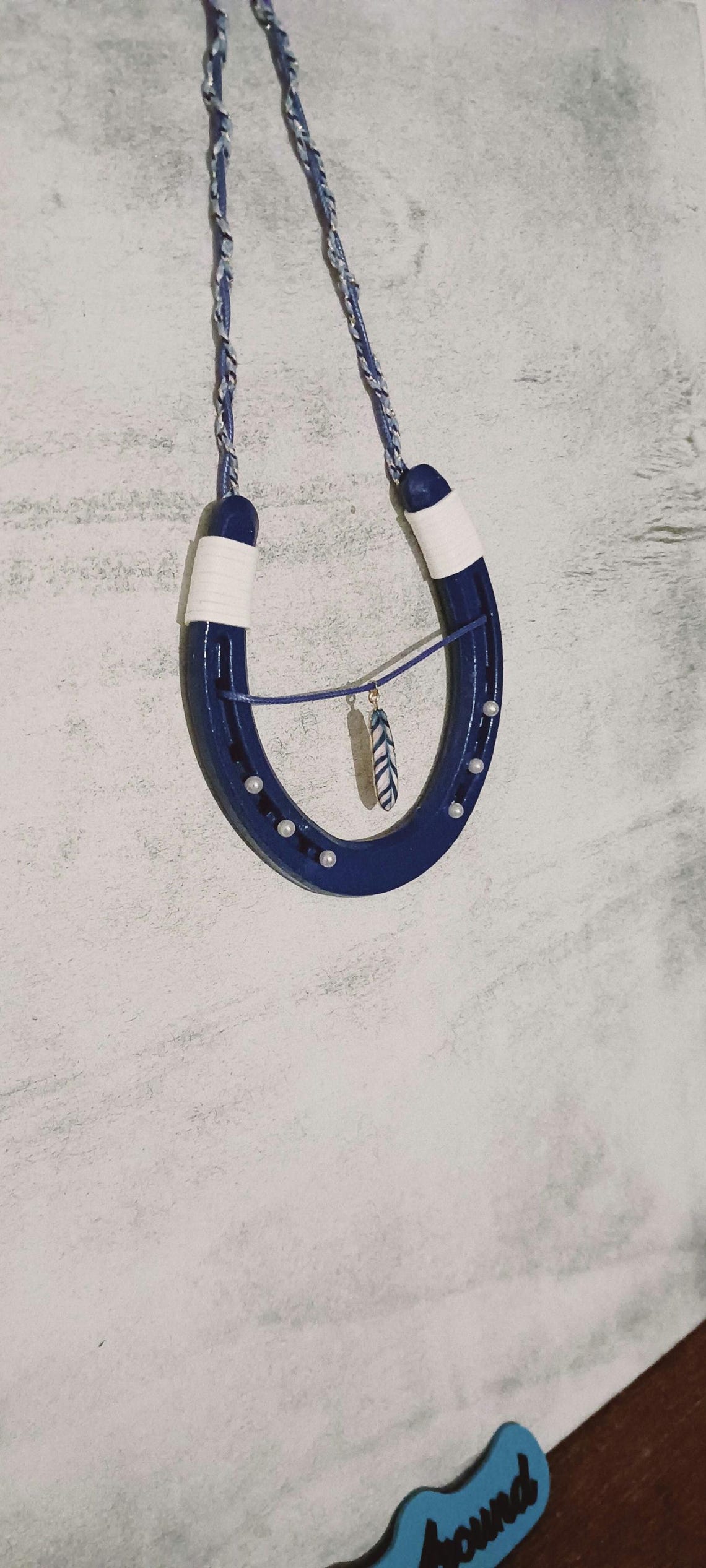 Beautiful Navy Blue Horseshoe With White Leather - Etsy