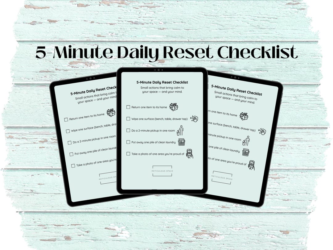 5-minute Daily Reset Checklist | Printable A5 PDF | Home Organising ...