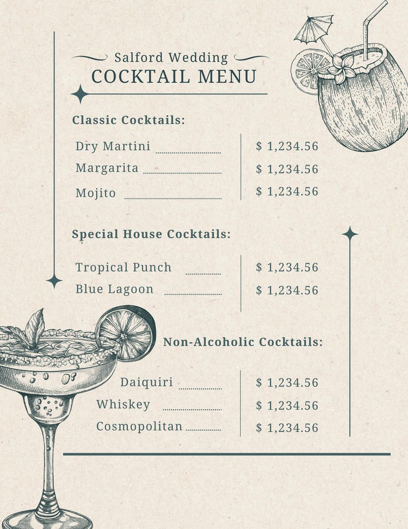 Rustic Wedding Cocktail Menu - Etsy