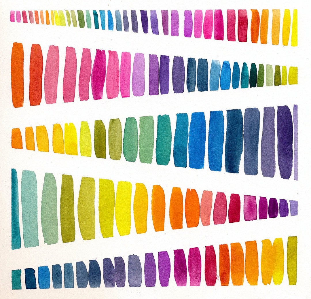 Handmade Rainbow Watercolor Stripe Art: Abstract Kids Room Decor - Etsy