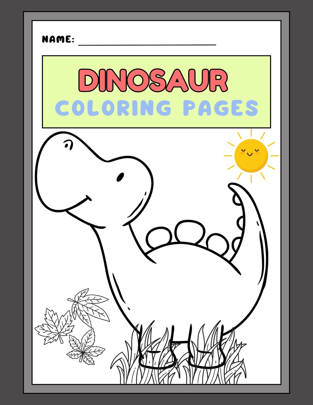 5 Page Dinosaur Coloring Pages Worksheet Printable - Etsy