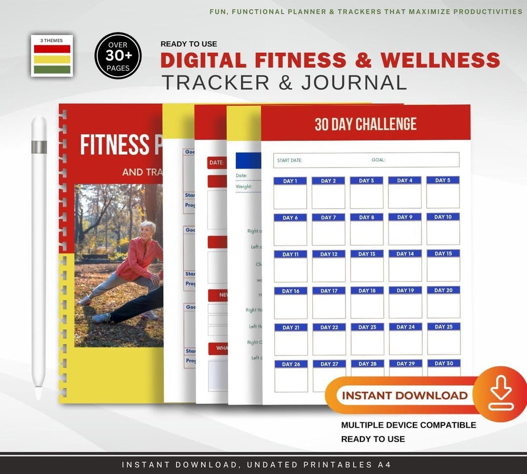32-page Fitness Planner Printable | Workout and Meal Tracker | Wellness ...