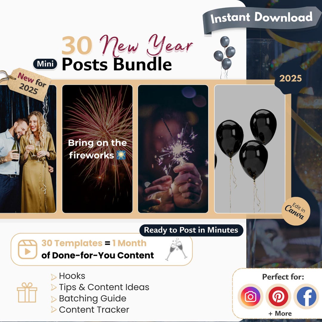 30+ New Year Posts Bundle, New Years Instagram, New Years Marketing ...