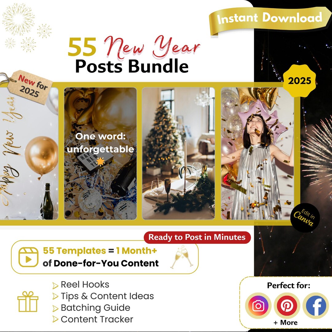 55+ New Year Posts Bundle, New Years Instagram, New Years Marketing ...
