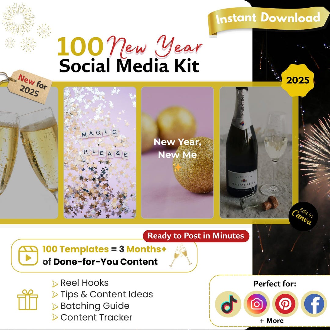 100+ New Year Social Media Kit, New Years Instagram, New Years ...