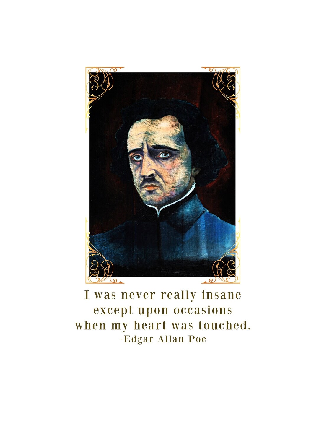 Famous Quote Note Cards With Envelopes, Edgar Allan Poe Portrait Blank ...