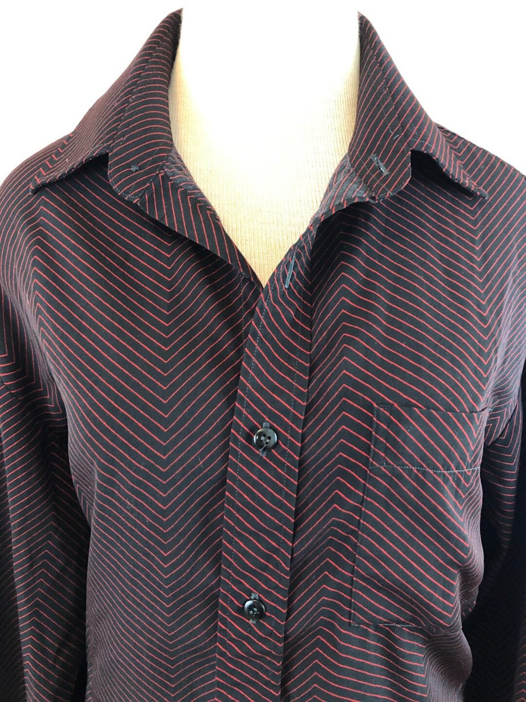 Vintage Men's Fitted Button Down Dress Shirt in Black With - Etsy