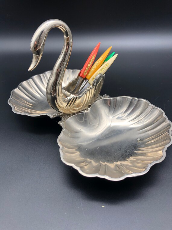 Swan Candy Dish With Toothpick Holder Appetizer Tray Snack | Etsy